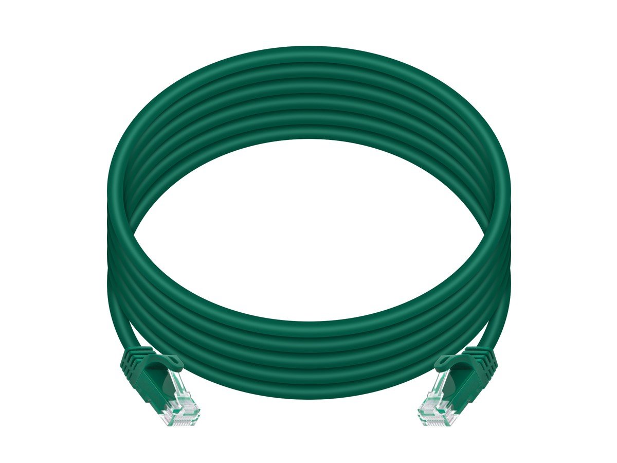 Monoprice Cat5e 10ft Green Patch Cable, UTP, 24AWG, 350MHz, Pure Bare ...