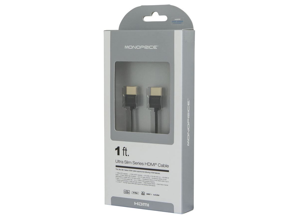 Monoprice Ultra Slim Series High Speed HDMI® Cable, 1ft - Monoprice.com