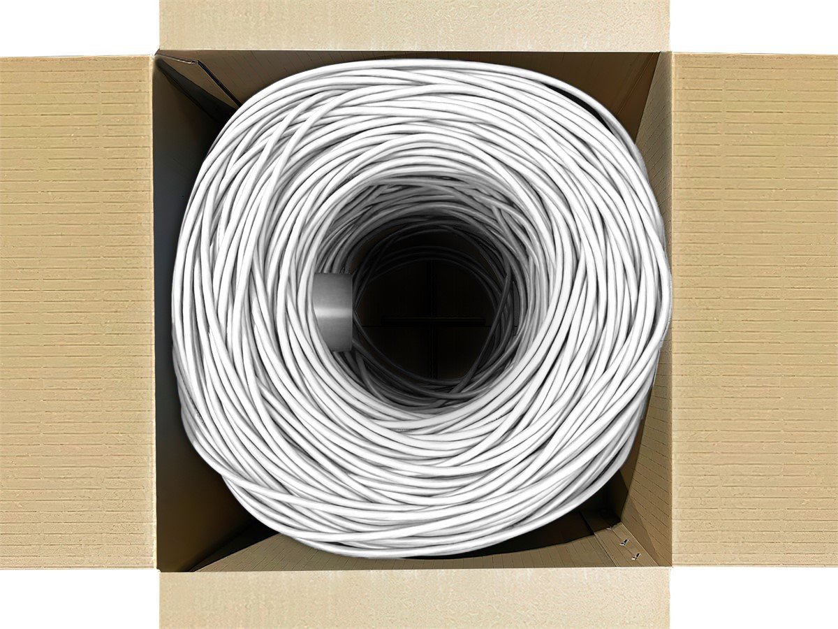 Monoprice Cat6 1000ft White CM UL Bulk Cable, Stranded (w/spine), UTP ...