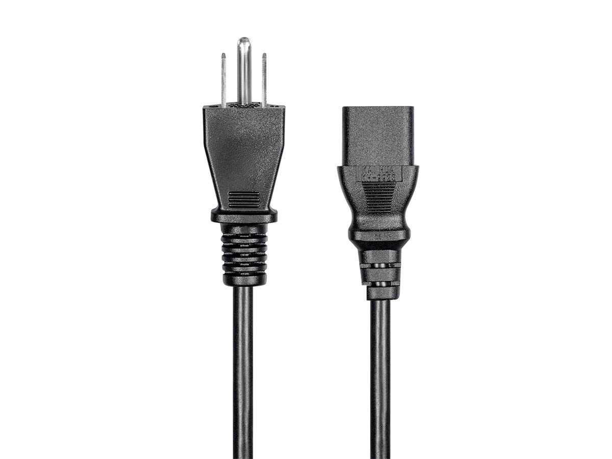 Monoprice Power Cord - NEMA 5-15P to IEC 60320 C13, 16AWG, 13A/1625W, 3-Prong, Black, 8ft ...