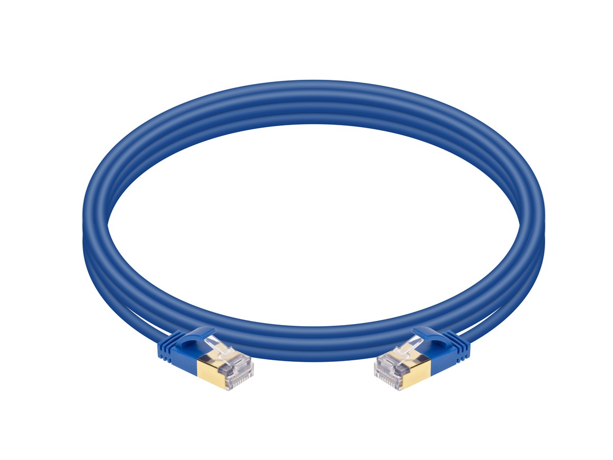 Monoprice Cat6A 7ft Blue Patch Cable, Double Shielded (S/FTP), 36AWG ...