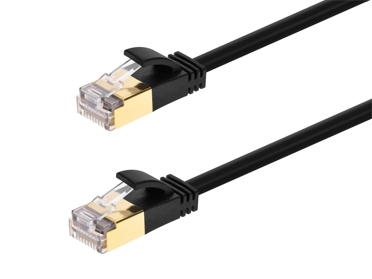 Monoprice Cat6A 10ft Black Patch Cable, Double Shielded (S/FTP), 36AWG ...