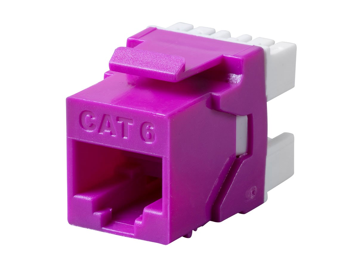 Monoprice Cat6 RJ45 180-Degree Punch Down Keystone Dual IDC, Purple ...