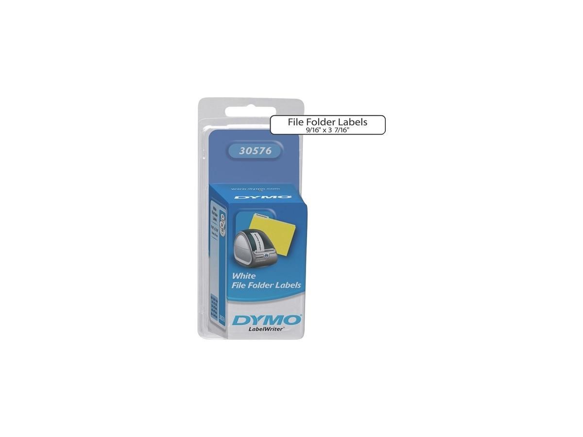 Dymo File Folder Labels - 0.56" Width x 3.44" Length - White - 130 ...