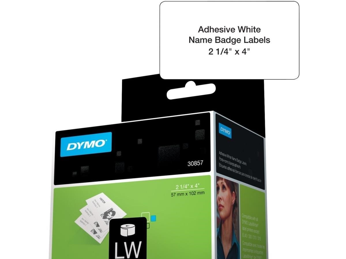 Dymo Name Badge Label with Clip Hole - Removable Adhesive - 4" Width x ...