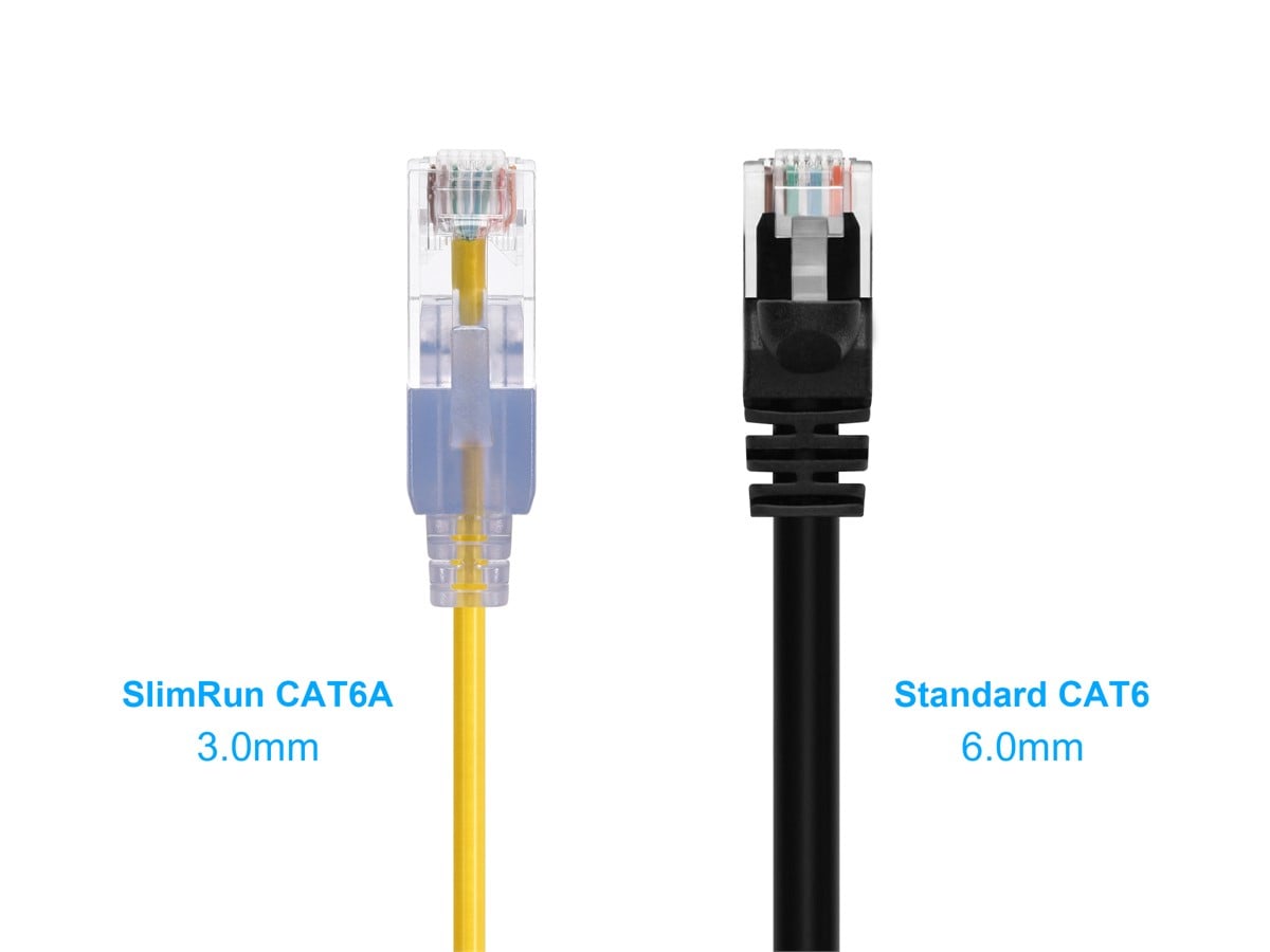 Monoprice Cat6A 6in Yellow 10-Pk Patch Cable, UTP, 30AWG, 10G, Pure ...