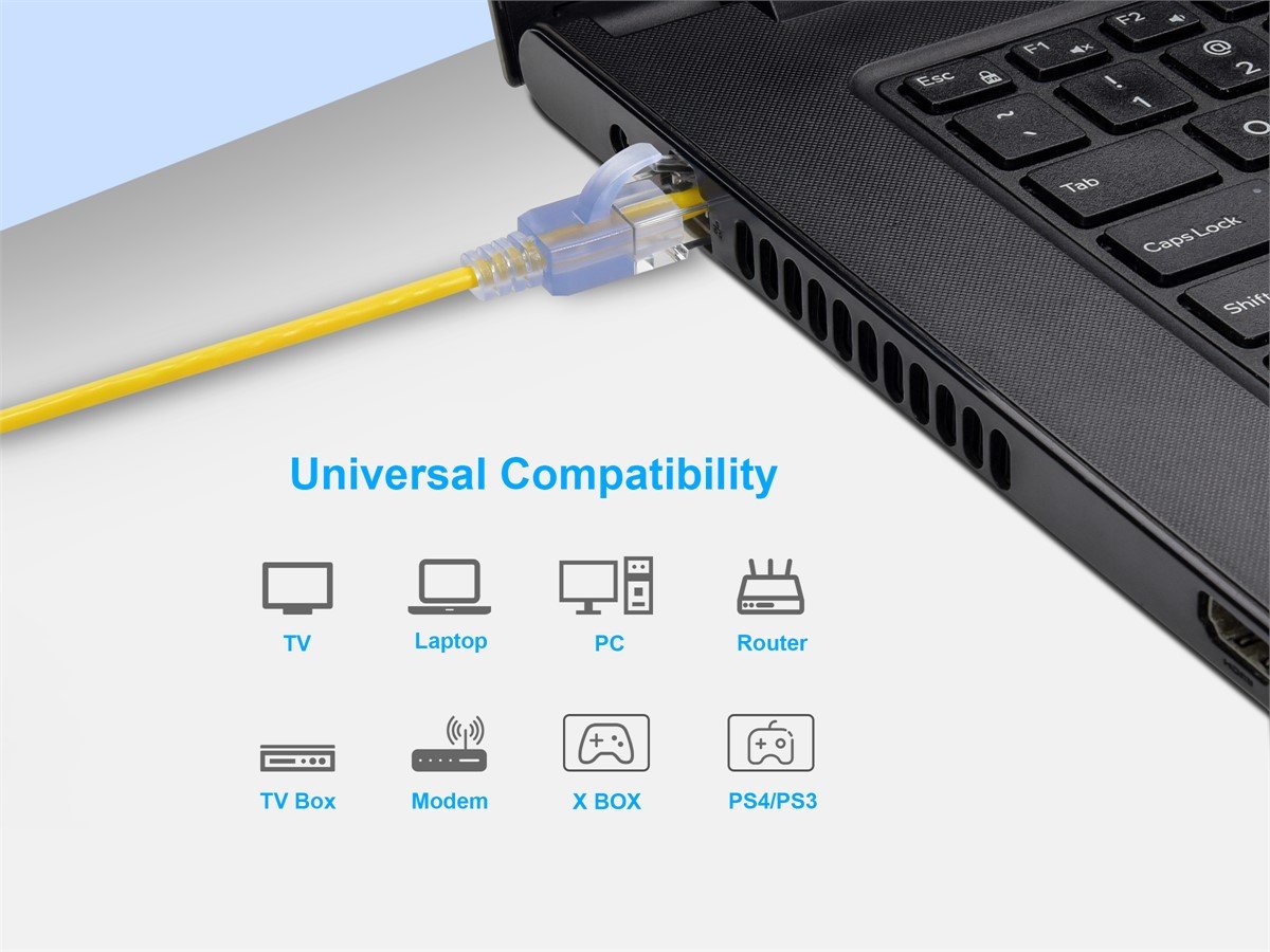 Monoprice Cat6A 6in Yellow 10-Pk Patch Cable, UTP, 30AWG, 10G, Pure ...