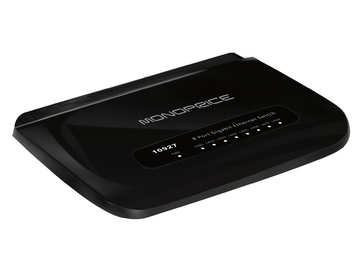 Monoprice Essentials 8 Port 10/100/1000 Mbps Desktop Gigabit Ethernet ...