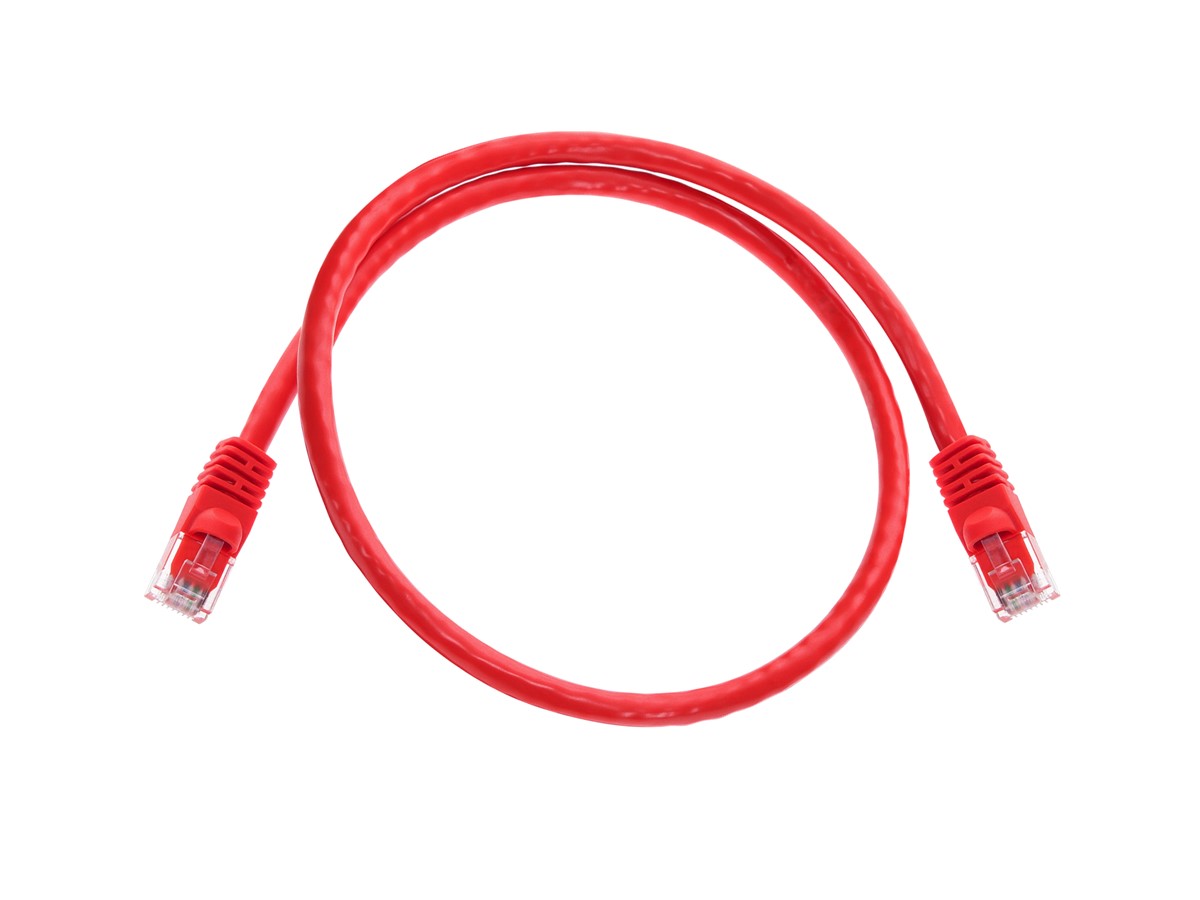 Monoprice Cat6 2ft Red Patch Cable, UTP, 24AWG, 550MHz, Pure Bare ...