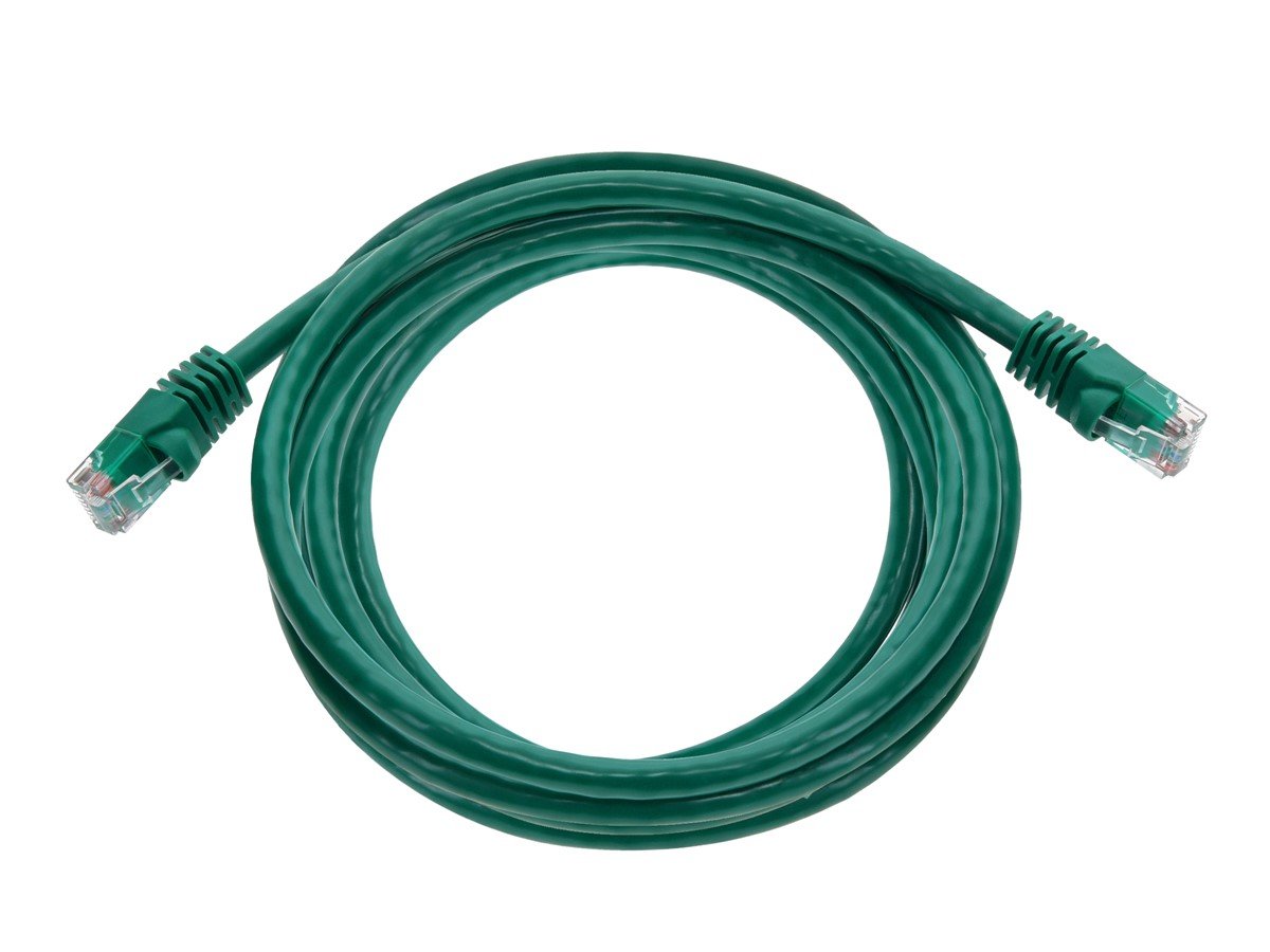 Monoprice Cat6 10ft Green Patch Cable, UTP, 24AWG, 550MHz, Pure Bare ...