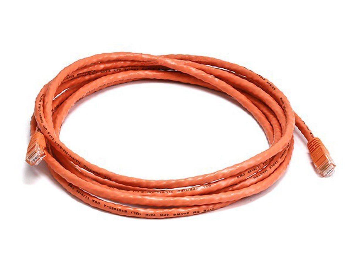 Monoprice Cat6 10ft Orange Patch Cable, UTP, 24AWG, 550MHz, Pure Bare ...
