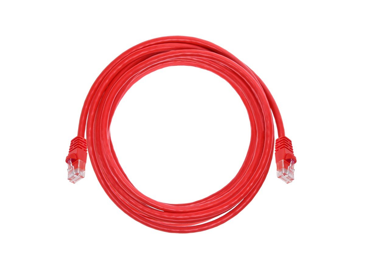 Monoprice Cat6 10ft Red Patch Cable, UTP, 24AWG, 550MHz, Pure Bare ...
