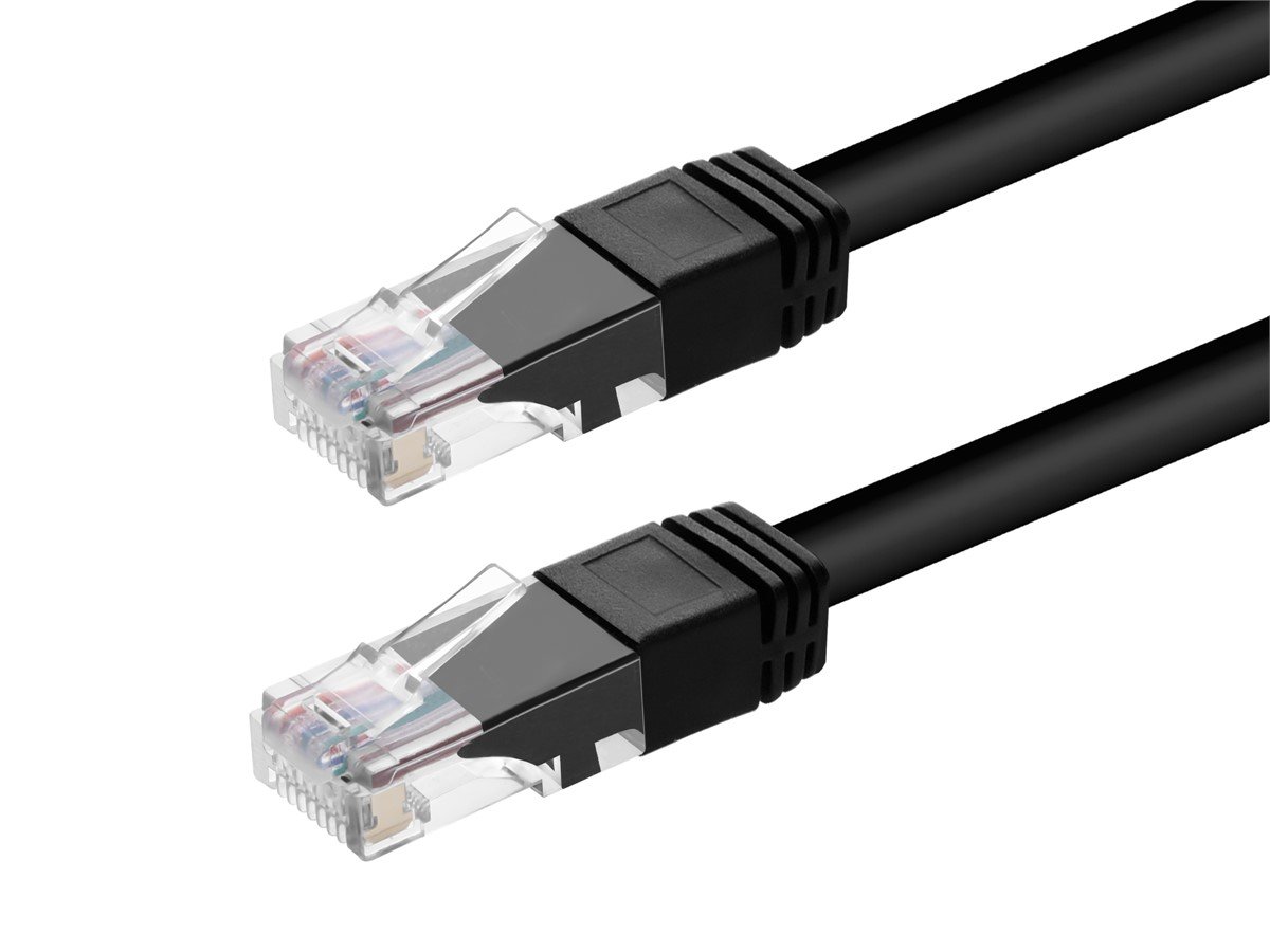 Monoprice Cat6 50ft Black Outdoor Patch Cable, UTP, 24AWG, 550MHz, Pure ...