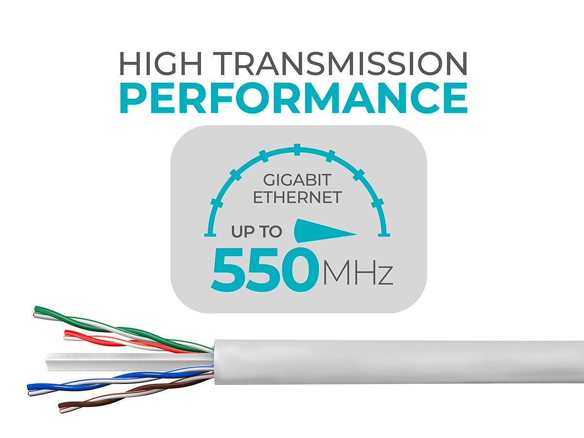 Monoprice Cat6 1000ft White CMR UL Bulk Cable, Solid, UTP, 23AWG ...