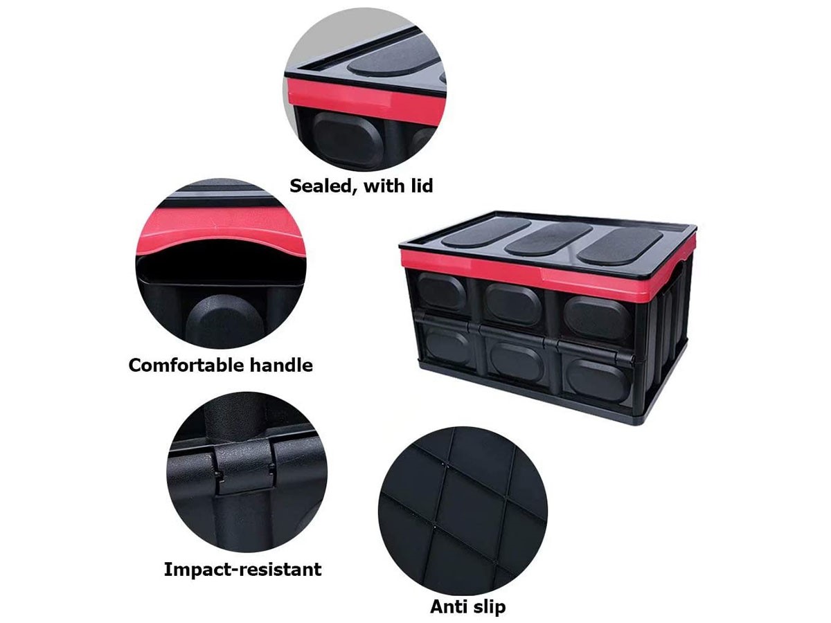 Collapsible Car Trunk Storage Box,Foldable Storage Bin with Lid for car ...