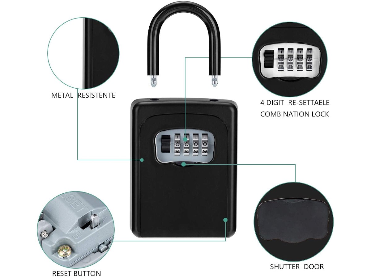 Lock Box, 4 Digit Combination Key Storage Lock Box for Door, House ...