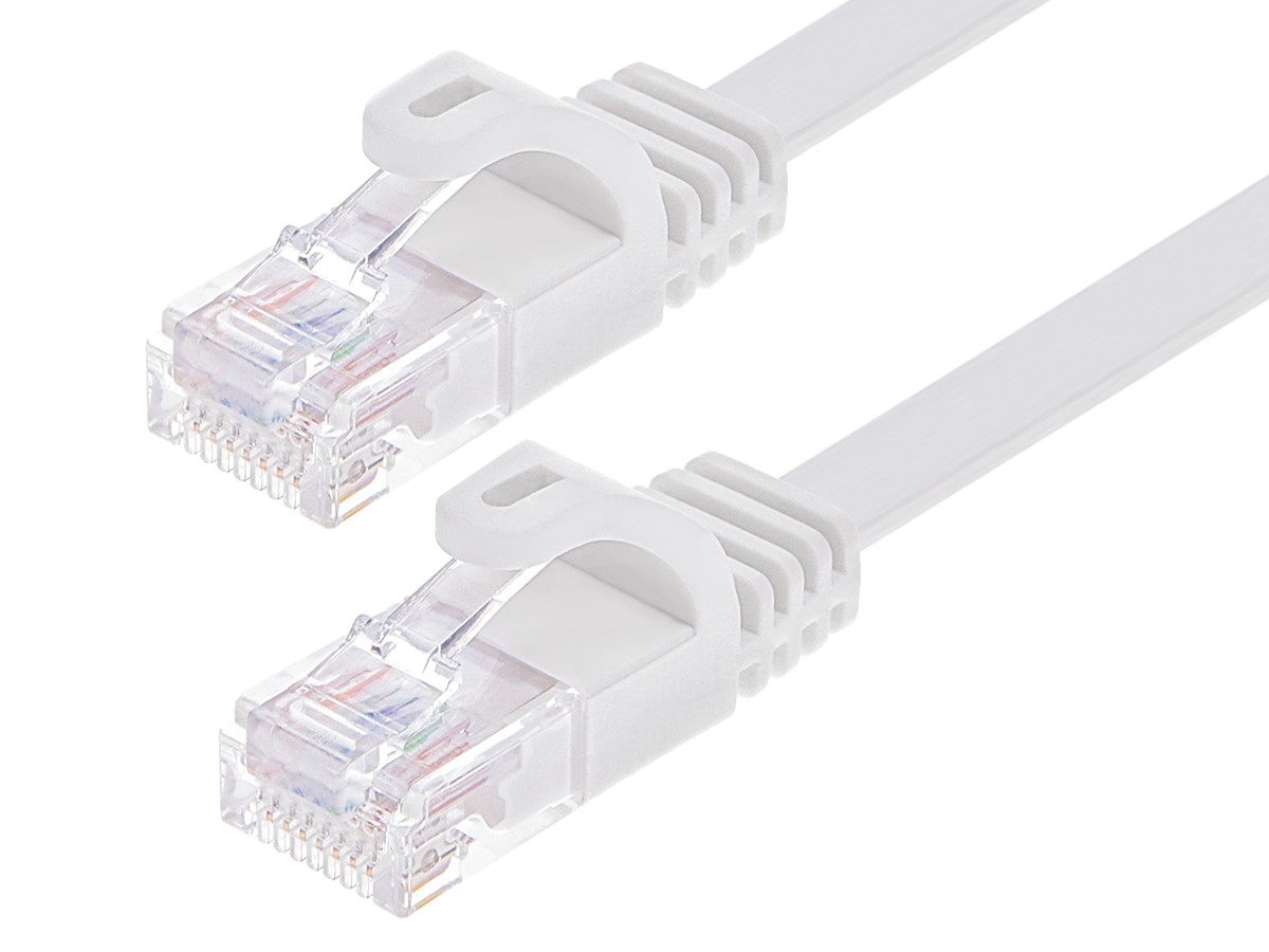 Monoprice Cat6 5ft White Flat Patch Cable, UTP, 30AWG, 550MHz, Pure ...