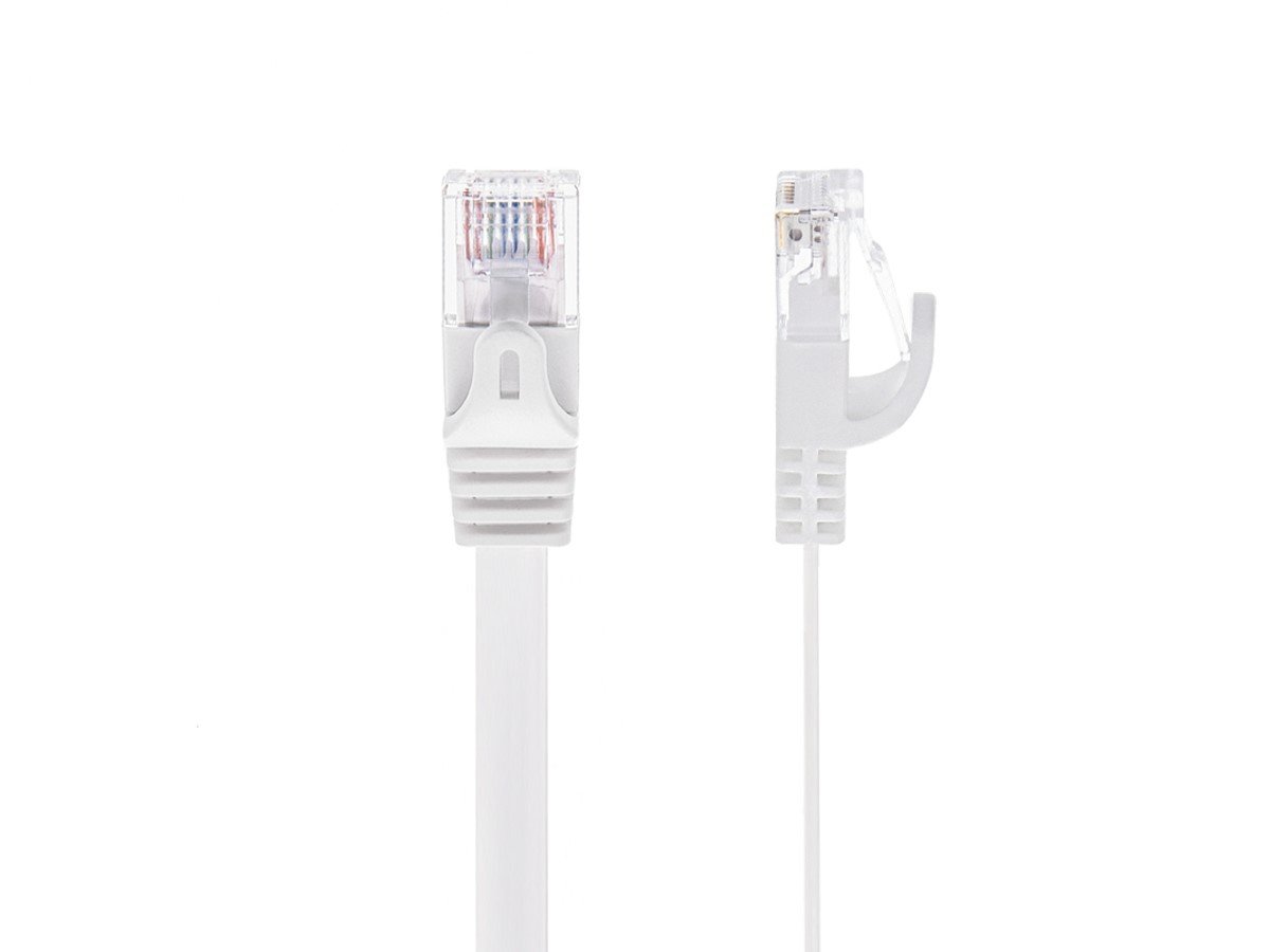Monoprice Cat6 5ft White Flat Patch Cable, UTP, 30AWG, 550MHz, Pure ...