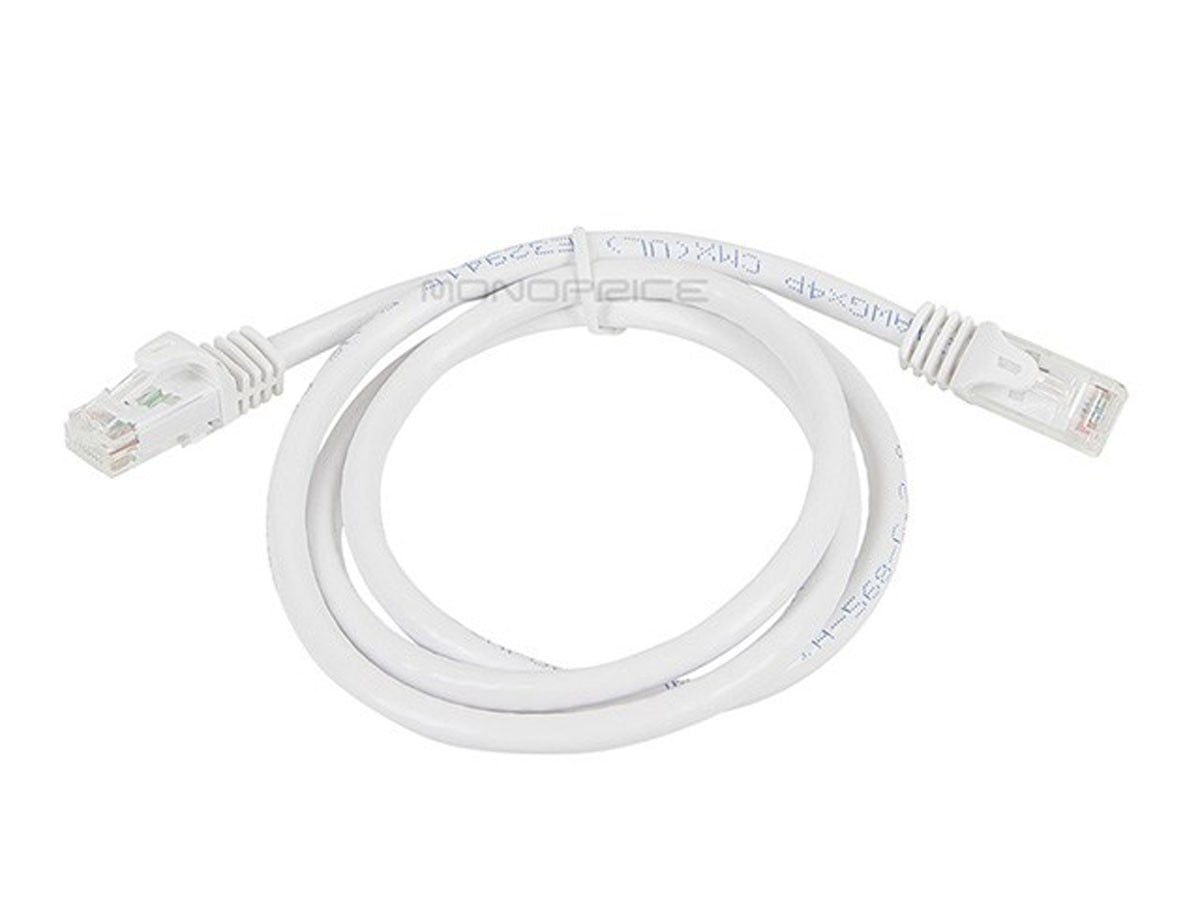 Monoprice Cat6 3ft White 12-Pk Patch Cable, UTP, 24AWG, 550MHz, Pure ...