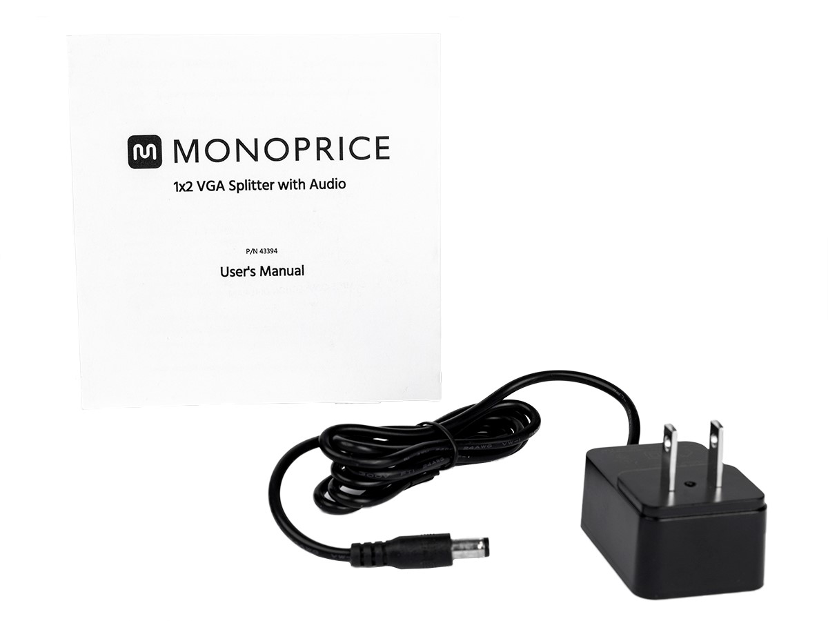 Monoprice 1x2 VGA Splitter with Audio, 500MHz - Monoprice.com
