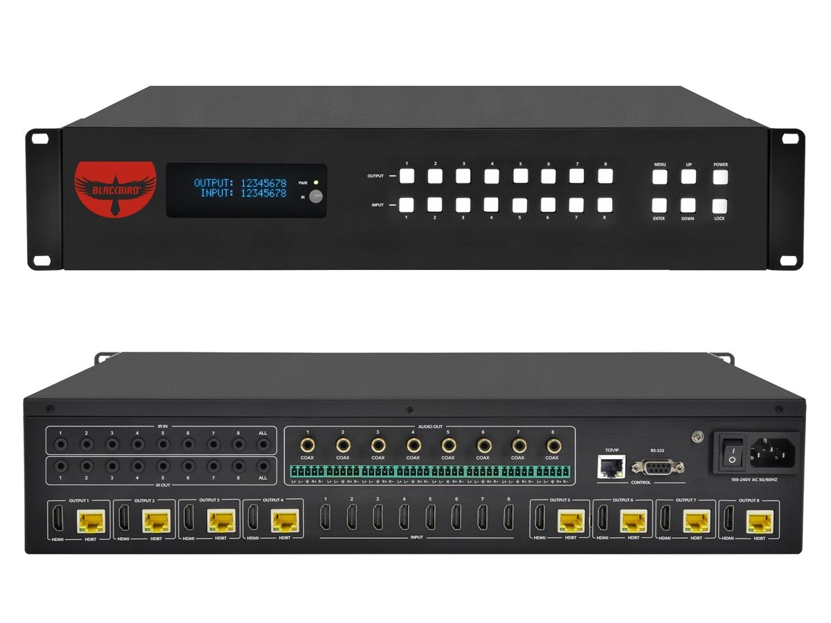 Monoprice Blackbird Pro 4K 18G HDBaseT 8X8 Matrix HDMI 2.0, 150M, With ...