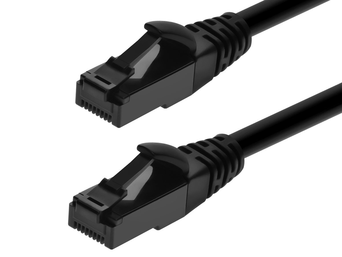 Monoprice Cat6A 2ft Black Flexible TPE Patch Cable, UTP, 24AWG, 500MHz ...