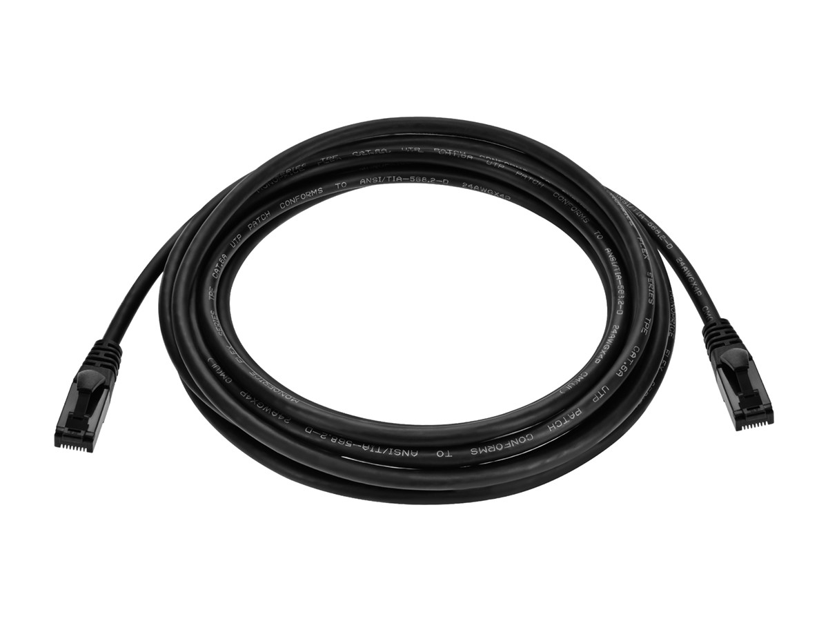 Monoprice Cat6A 15ft Black Flexible TPE Patch Cable, UTP, 24AWG, 500MHz ...