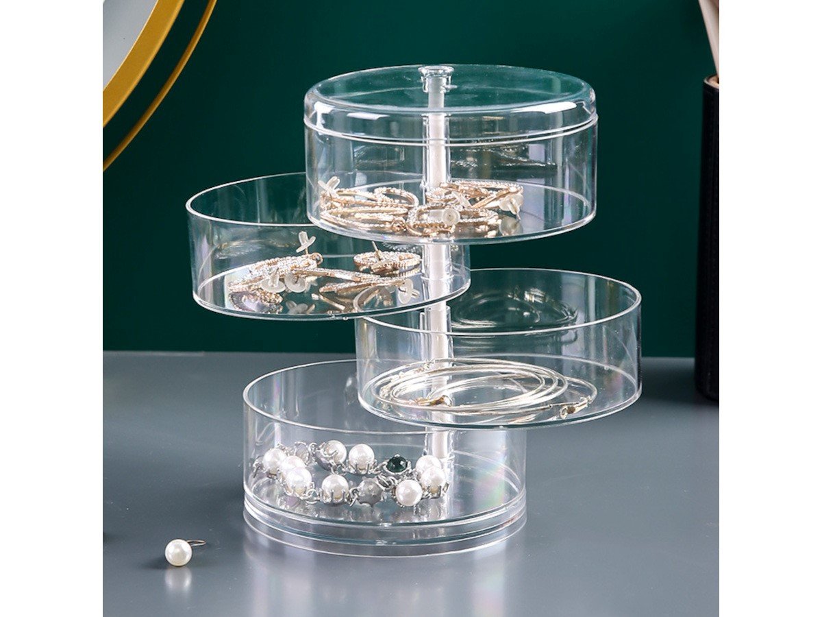 MPM 4 Tier Rotatable Organizer With Lid, Acrylic Jewelry Holder ...