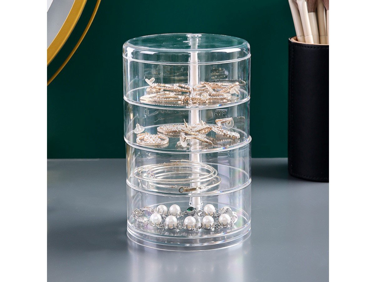 MPM 4 Tier Rotatable Organizer With Lid, Acrylic Jewelry Holder ...