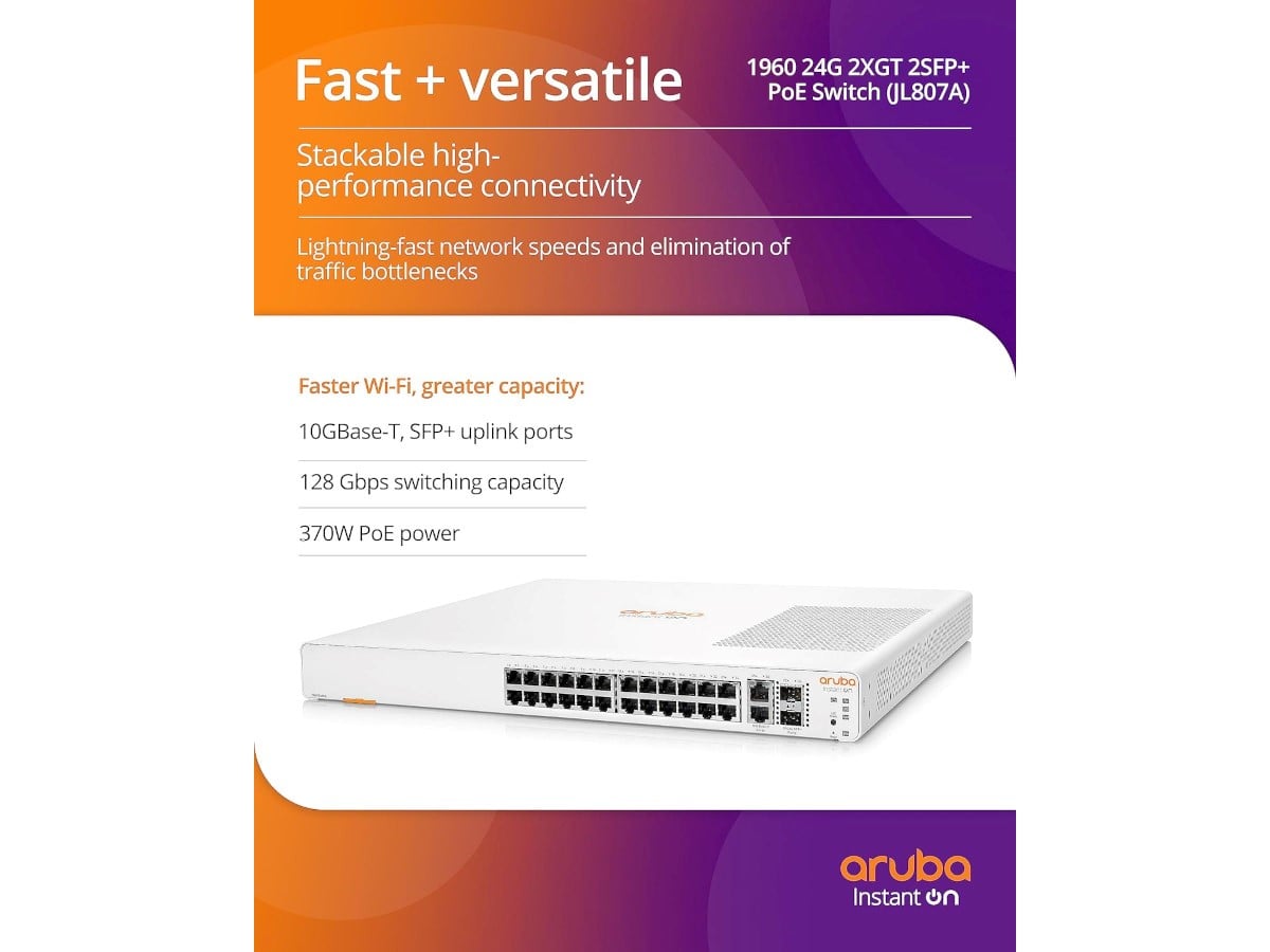 ARUBA ION 1960 24G 2XT 2XF 370W SW PL-I5 PROMO NO DEAL REG - Monoprice.com