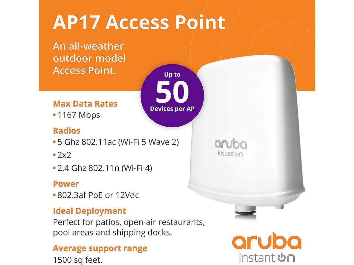 ARUBA INSTANT ON AP17 NO PWR SUPPLY TOP VALUE PROMO PL-3P - Monoprice.com