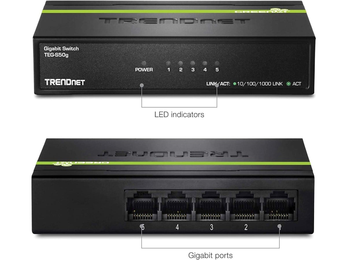 TRENDnet 5PORT GIGABIT GREENNET SWITCH METAL - Monoprice.com