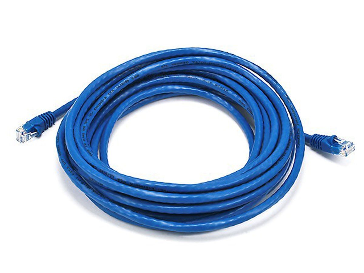Monoprice Cat6 20ft Blue Patch Cable, UTP, 24AWG, 550MHz, Pure Bare ...