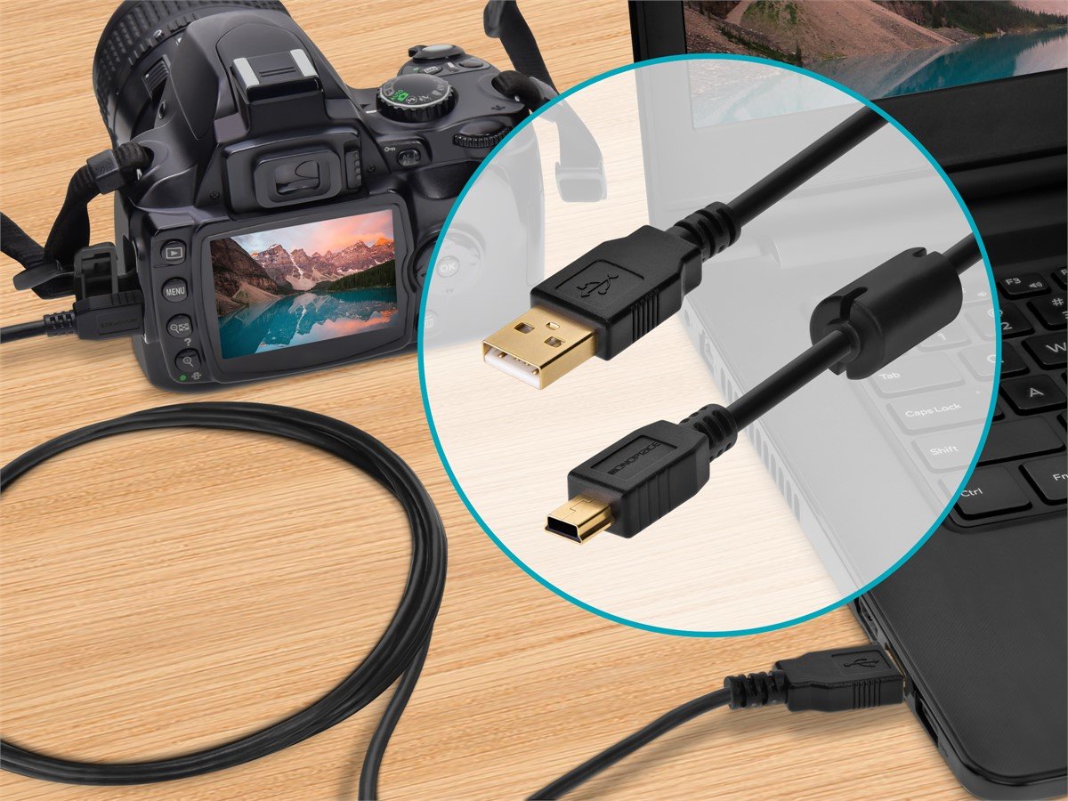 Monoprice USB-A to Mini-B 2.0 Cable - 5-Pin, 28/24AWG, Gold Plated ...