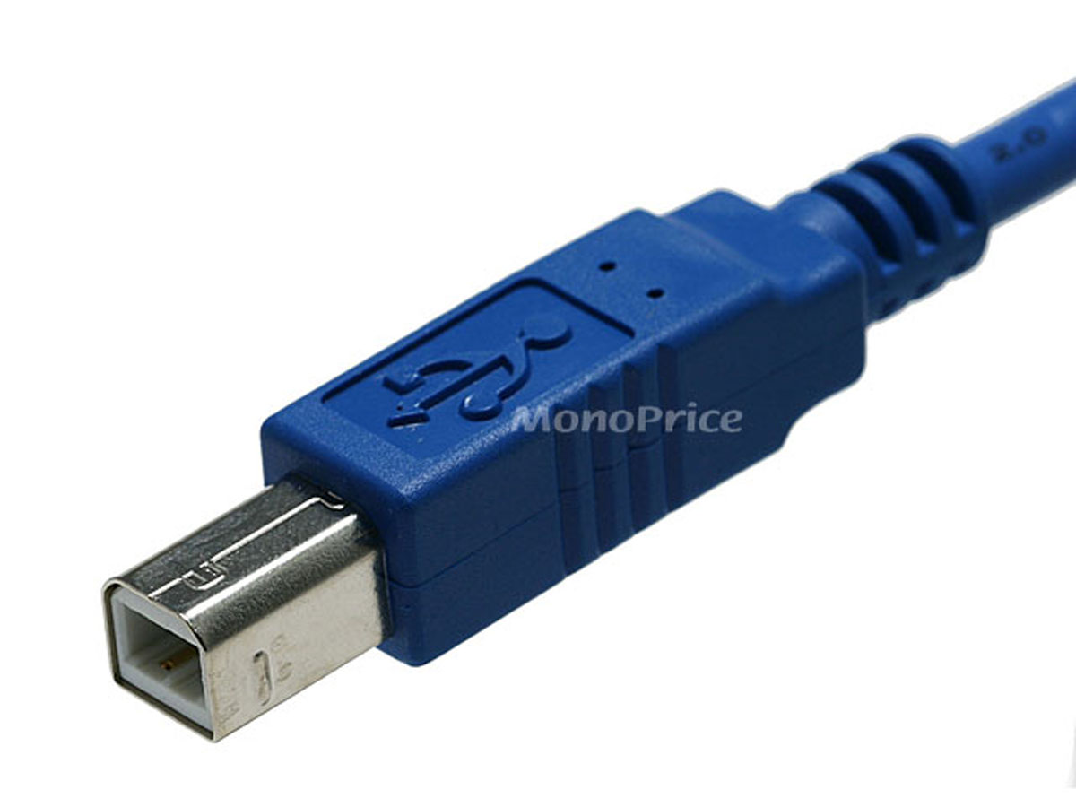 Monoprice USB 2.0 A Male/B Male Cable, 28/24 AWG 10ft - Blue ...