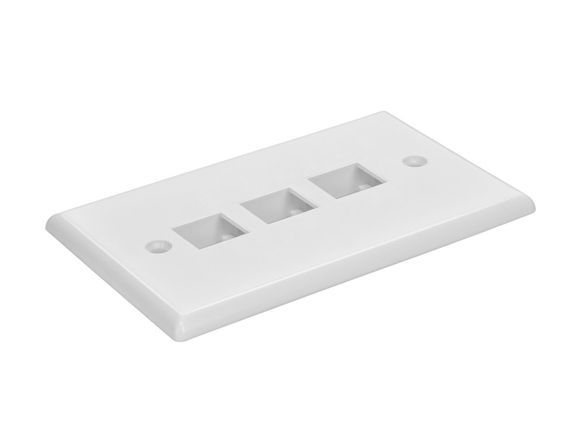 Monoprice 1-Gang Wall Plate for Keystone, 3-Port, White, 4.5"x2.75"x0.2 ...