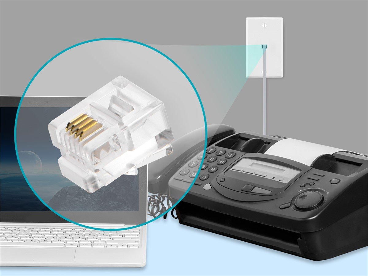 Monoprice 6P4C RJ11 Modular Plugs for Round Solid/Stranded Cable, 1u, 2 Prongs, Clear, 50-Pk ...