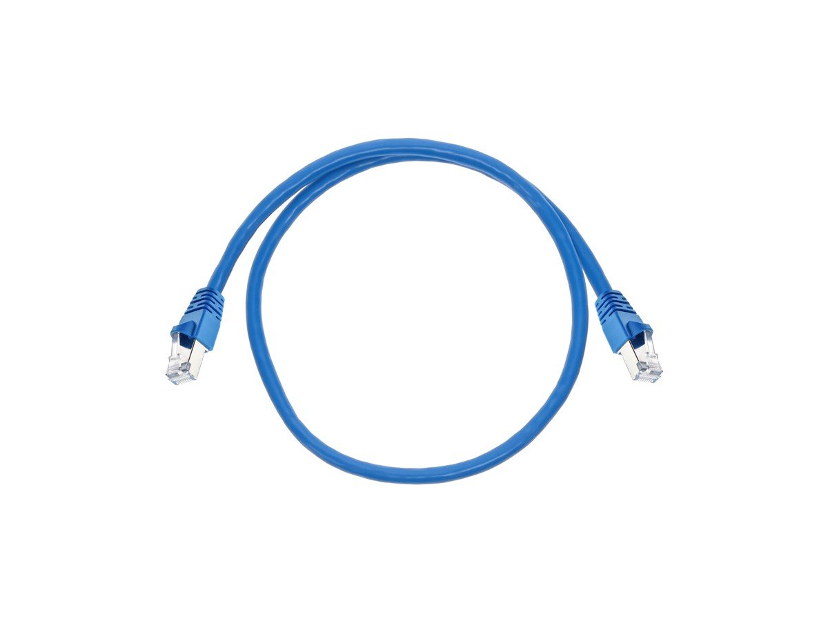Monoprice Cat6A 2ft Blue Patch Cable, Double Shielded (S/FTP), 26AWG ...