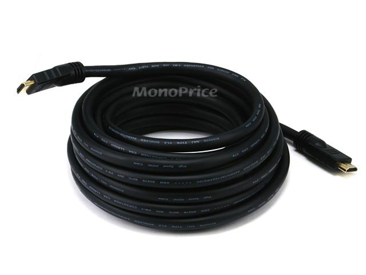 Monoprice 25ft 24AWG CL2 Standard Speed HDMI Cable - Black (Open Box ...