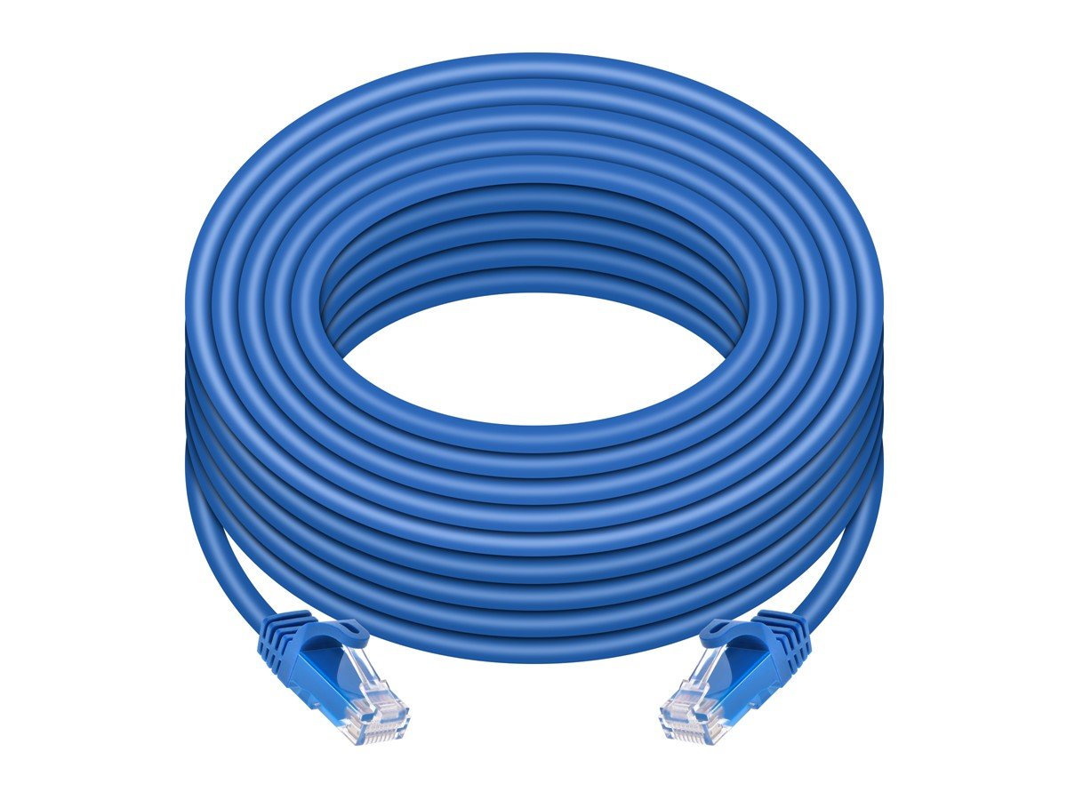 Monoprice Cat6 50ft Blue Patch Cable, UTP, 24AWG, 550MHz, Pure Bare ...