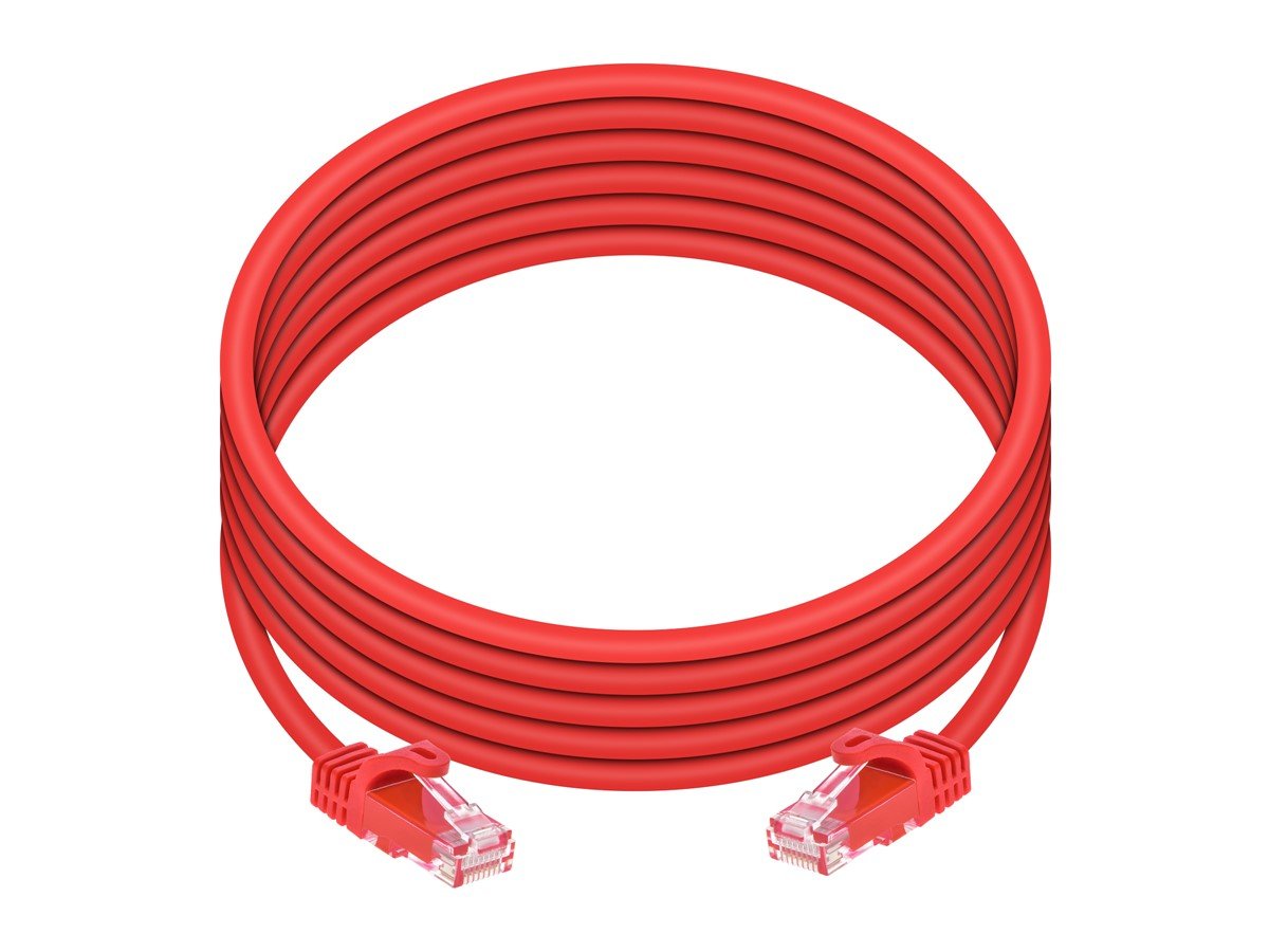 Monoprice Cat6 10ft Red Patch Cable, UTP, 24AWG, 550MHz, Pure Bare ...