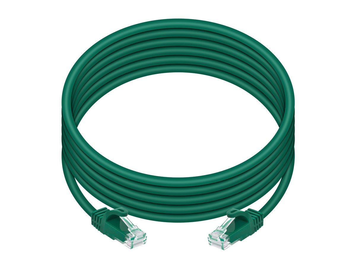 Monoprice Cat6 10ft Green Patch Cable, UTP, 24AWG, 550MHz, Pure Bare ...